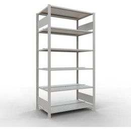 SCHULTE LAGERTECHNIK B&uuml;roregal Stecksystem MultiPlus150, Grundregal, 6 Fachb&ouml;den, mit Mittelanschlag, B 1000 x T 600 x H 2000 mm, Lichtgrau RAL 7035