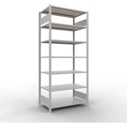 SCHULTE LAGERTECHNIK B&uuml;roregal Stecksystem MultiPlus150, Grundregal, 7 Fachb&ouml;den, ohne Mittelanschlag, B 1000 x T 600 x H 2300 mm, Lichtgrau RAL 7035