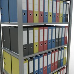 SCHULTE LAGERTECHNIK B&uuml;roregal Stecksystem MultiPlus150, Grundregal, 6 Fachb&ouml;den, mit Mittelanschlag, B 1000 x T 600 x H 2000 mm, silbergrau/verzinkt