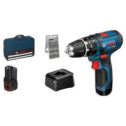 Bosch GSB 12V-15 2x2,0 Ah Akku +Ladeger&auml;t+Bitset - 06019B690K