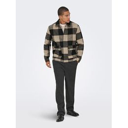 Only & Sons ONLY & SONS Hemdjacke "Connor" in Schwarz/ Beige - 30% | Gr&ouml;&szlig;e L | Herren-plussize