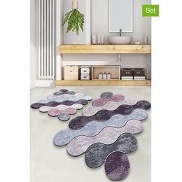 Colourful Cotton 2er-Set: Badvorleger "Circle" in Lila/ Grau - 69% | Heimtextilien-badematten