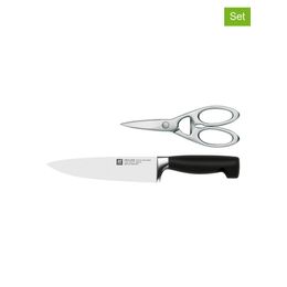 Zwilling 2tlg. Set: Kochmesser & Küchenschere ''Four Stars'' in Schwarz - 43% | Kuechenhelfer