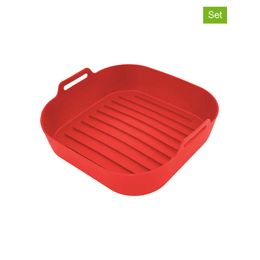 KITCHENCOOK 2er Set: Hei&szlig;luftfritteusen-Backformen in Rot - (B)21 x (H)6 x (T)21 cm - 42% | Kuechenhelfer