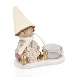 Bizzotto Teelichthalter "Boy" in Creme/ Grau - (B)12,5 x (H)13 x (T)7 cm - 11% | Kerzen-vasen