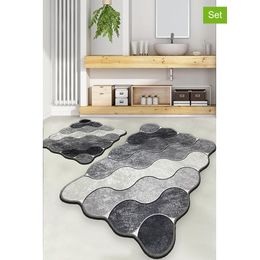 Colourful Cotton 2er-Set: Badvorleger "Circle" in Grau - 82% | Heimtextilien-badematten