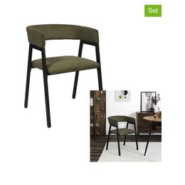 THE HOME DECO FACTORY 2er-Set: Sessel "Scott" in Khaki - (B)51,5 x (H)71,5 x (T)50,5 cm - 56% | Sitzmoebel