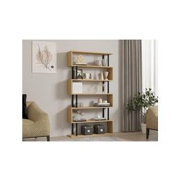 Evila B&uuml;cherregal "Hector" in Hellbraun/ Schwarz - (B)90 x (H)162,6 x (T)22 cm - 67% | Regale