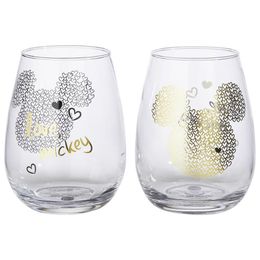 Disney Gl&auml;serset Mickey Mouse, Schwarz, Gold, Glas, 500 ml, Essen & Trinken, Gl&auml;ser, Gl&auml;ser-Sets