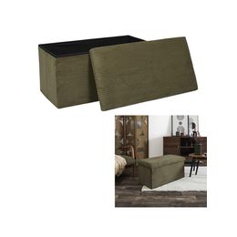 THE HOME DECO FACTORY Sitztruhe in Khaki - (B)76 x (H)38 x (T)38 cm - 43% | Sitzmoebel