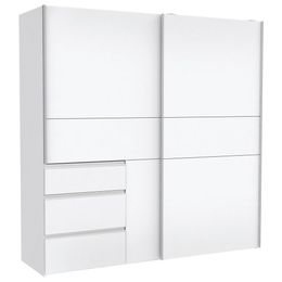 CARRYHOME Schwebet&uuml;renschrank, Wei&szlig;, Holzwerkstoff, 3 F&auml;cher, 3 Schublade(n) Schubladen, 200x200x61 cm, Typenauswahl, in verschiedenen Gr&ouml;&szlig;en erh&auml;ltlich, Schlafzimmer, Kleiderschr&auml;nke, Schwebet&uuml;renschr&auml;nke