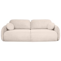 CARRYHOME Schlafsofa, Creme, Textil, 2-Sitzer, F&uuml;llung: Silikon,Silikon, 222x90x100 cm, Liegefunktion, Schlafen auf Sitzh&ouml;he, R&uuml;cken echt, Wohnzimmer, Sofas & Couches, Schlafsofas, Schlafsofas mit Bettkasten