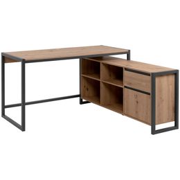 Mid.you Eckschreibtisch, Anthrazit, Eiche Artisan, Holzwerkstoff, 1 Schublade(n) Schubladen, rechteckig, eckig, U-Form, 139x75x139 cm, Kabeldurchlass, seitenverkehrt montierbar, Arbeitszimmer, Schreibtische, Eckschreibtische