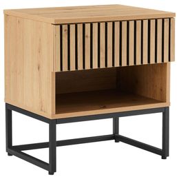 Xora Nachtschrank Bueno, Eiche Artisan, Metall, Holzwerkstoff, 1 Schublade(n) Schubladen, 50x55x40 cm, Schlafzimmer, Nachttische