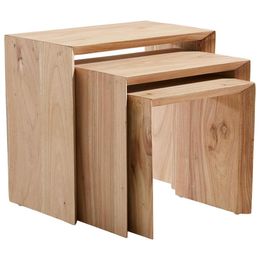 Livetastic Satztisch, Holz, 3-teilig, Mindiholz, vollmassiv, quadratisch, U-Form, 50x43x36 cm, Wohnzimmer, Wohnzimmertische, Beistelltische