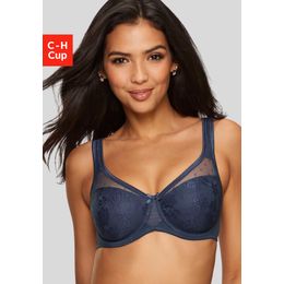 Minimizer-BH Nuance, Damen, Gr. 100, Cup D, blau (marine), Spitze, Obermaterial: 79% Polyamid, 15% Polyester, 6% Elasthan, BHs Minimizer-BH, mit unterlegter Jacquardspitze, Dessous