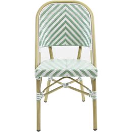 Bistrostuhl Essentials "Paris", wei&szlig; (bambus, wei&szlig;, pastellgr&uuml;n), B:47cm H:90cm T:57,5cm, Aluminium, St&uuml;hle, Bistrostuhl, Rattan &ndash; Bambus, wei&szlig;/pastellgr&uuml;n