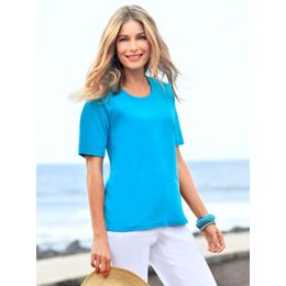Kurzarmshirt Classic Basics "Shirt", Damen, Gr. 38, blau (t&uuml;rkis), 100% Baumwolle, unifarben, Rundhals, Shirts