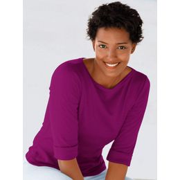 Rundhalsshirt Classic Basics "Shirt", Damen, Gr. 38, lila (brombeer), 100% Baumwolle, unifarben, Rundhals, Shirts Rundhalsshirt