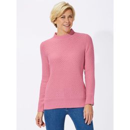 Stehkragenpullover Classic Basics "Pullover", Damen, Gr. 40, pink, 100% Polyacryl, unifarben, Pullover Stehkragenpullover
