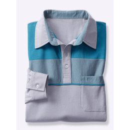 Poloshirt Catamaran "Langarm-Poloshirt", Herren, Gr. 48/50, grau (topas, steingrau), 100% Baumwolle, gemustert, gestreift, mehrfarbig, Shirts