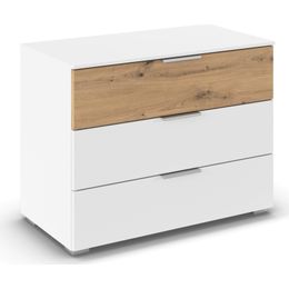 Schubkastenkommode Rauch "Lowboard Sideboard Schubladenkommode Kommode ASTANA", alpinweiß, eiche artisan, B:80cm H:61cm T:42cm, Holzwerkstoff, Sideboards