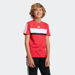 T-Shirt adidas Sportswear "J 3S TIB T", Jungen, Gr. 152, rot (pure ruby, wei&szlig;), Obermaterial: 100% Baumwolle, Rundhals, Shirts T-Shirt