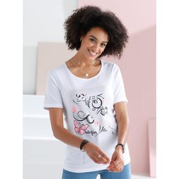 T-Shirt Classic Basics "Shirt", Damen, Gr. 38, wei&szlig;, 100% Baumwolle, bedruckt, gemustert, mehrfarbig, Rundhals, Shirts T-Shirt