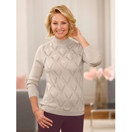 Stehkragenpullover Classic Basics "Pullover", Damen, Gr. 42, beige (elfenbein), 100% Polyacryl, unifarben, Pullover Stehkragenpullover