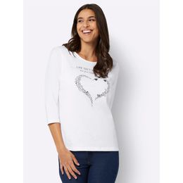 3/4-Arm-Shirt Classic Basics "3/4-Arm-Shirt", Damen, Gr. 38, schwarz (ecru, schwarz), 100% Baumwolle, bedruckt, gemustert, Rundhals, Shirts 3/4-Arm-Shirt