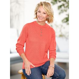 Rundhalspullover Classic Basics "Pullover", Damen, Gr. 44, orange (koralle), 100% Polyacryl, unifarben, Pullover Rundhalspullover