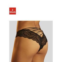 Tanga-Ouvert Petite Fleur Gold, Damen, Gr. 32/34, 2 Stk., schwarz, Spitze, Obermaterial: 88% Polyamid, 12% Elasthan. Obermaterial 2: 70% Polyamid, 30% Elasthan, figurbetont, Unterhosen, Packung: Tanga aus Spitze und Ouvert aus Bändern, Topseller