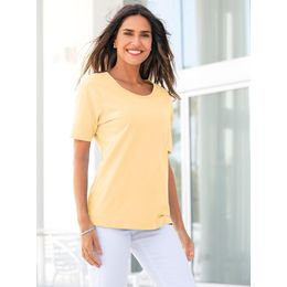 Kurzarmshirt Classic Basics "Shirt", Damen, Gr. 38, gelb (vanillegelb), 100% Baumwolle, unifarben, Rundhals, Shirts