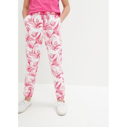 bonprix Jerseyhose Jersey-Hose aus reiner Baumwolle pinklady/wei&szlig; paisley 140/146 - N-Gr N-Gr 140/146 Jerseyhose f&uuml;r entspannte und bequeme Outfits