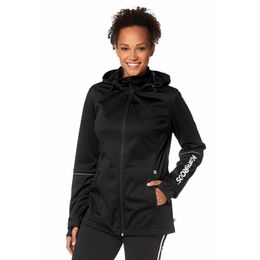 Kangaroos Damen Kangaroos Softshelljacke mit Kapuze aus Softshell-Material, figurumschmeichelnder Schnitt, gro&szlig;e Gr&ouml;&szlig;en schwarz 52