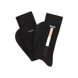 BOSS Businesssocken Packung, 2 Paar tlg. mit Kontrasteins&auml;tzen schwarz 43-46 43-46 2er Pack Business BOSS Socken