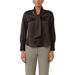 s.Oliver BLACK LABEL Satinbluse mit eleganter Kragen-Schluppe CHOCOLATE 46 46 Langarmbluse von s.Oliver BLACK LABEL