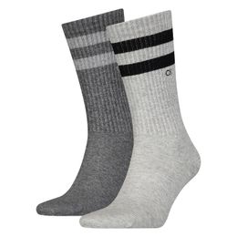 Calvin Klein Socken »CK MEN SOCK 2P STRIPES« 2 Stk. tlg. CK Branding, gestreiftes Bündchen Light Grey Melange 43-46 43-46 Herren Crew Socken von...
