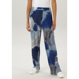 Aniston Selected Damen Aniston SELECTED Schlupfhose mit Plissee und elastischen Bund silber 40, N-Gr