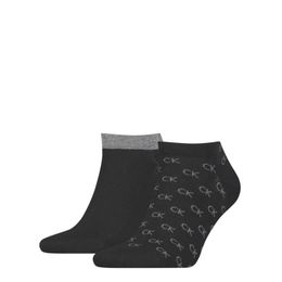 Calvin Klein Jeans Sneakersocken »CK MEN SNEAKER 2P ALL OVER LOGO« 2 Paar, 1x uni, 1x allover Logo mit kleinem Rippenbündchen black 43-46 43-46...