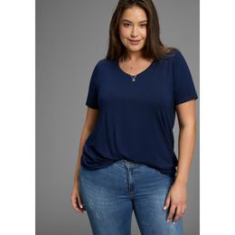 LAURA SCOTT CURVE T-Shirt mit V-Ausschnitt aus flie&szlig;ender Viskose - GROSSE GR&Ouml;SSE blau 40/42 40/42 Locker fallendes Jersey-T-Shirt von Laura Scott...