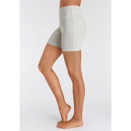 Lascana Shorts mit breitem Bündchen und Logodruck hell grau meliert 36/38 - N-Gr N-Gr 36/38 Bequeme sportive Laufshorts