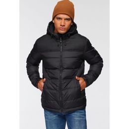 Polarino Damen Daunenjacke mit Kapuze f&uuml;r den Winter, aus leichtem Webmaterial schwarz 52