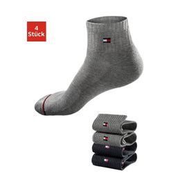 Tommy Hilfiger Kurzsocken 4 Paar tlg. mit weichem Frottee grau-schwarz 39-42 39-42 Socken von Tommy Hilfiger
