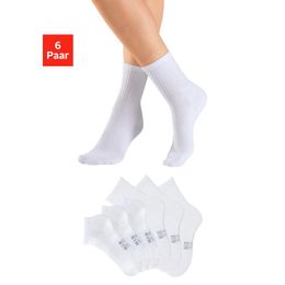 H.I.S. H.I.S Damen Sportsocken Packung, 6 Stk. tlg. Fitness Pack mit zwei L&auml;ngen in einer Packung wei&szlig; 35-38