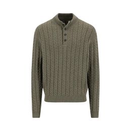 Fynch-Hatton Herren Fynch-Hatton Troyer Strickpullover mit Zopfmuster und Knopfleiste, Woll-Anteil XL