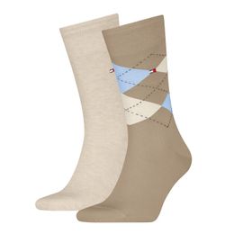Tommy Hilfiger Socken &raquo;TH MEN SOCK CHECK 2P&laquo; 2 Paar, 2 Paar tlg. mit klassischem Argyle-Design black / sand 39-42 39-42 Gek&auml;mmte Baumwolle