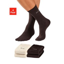 H.I.S. H.I.S Socken Packung, 4 Stk. tlg. mit druckfreiem B&uuml;ndchen 2x braun-beige, 2x braun 39-42 39-42 Herrensocken ohne einschneidendes B&uuml;ndchen