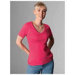 TRIGEMA T-Shirt &raquo;V-Shirt aus Baumwolle/Elastan&laquo; 1 Stk. koralle S S 95% Baumwolle, 5% Elasthan
