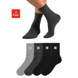 Bench. Basicsocken Packung, 4 Paar tlg. mit Weblabel 2x schwarz, 1x anthrazit meliert, 1x grau meliert 43-46 43-46 Basic Socken mit Web Label